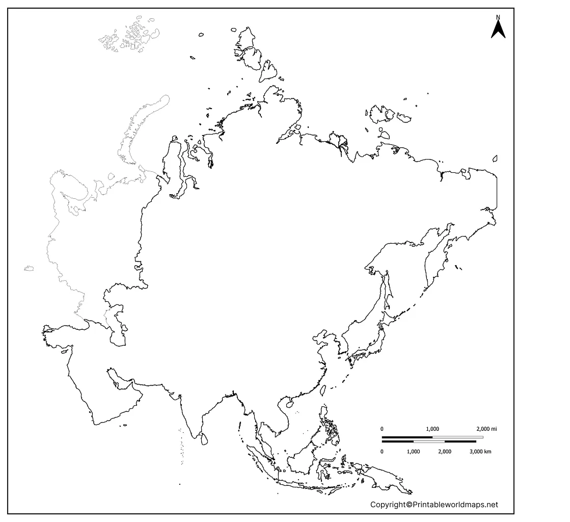 Printable Blank Map of Asia – Map of Asia Blank [PDF] - Printable World ...