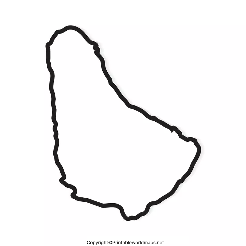 Printable Blank Map of Barbados – Outline, Transparent map - Printable ...