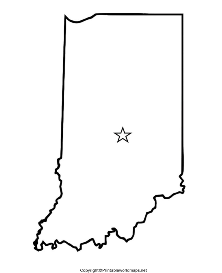 Printable Blank Map of Indiana – Outline, Transparent map - Printable ...