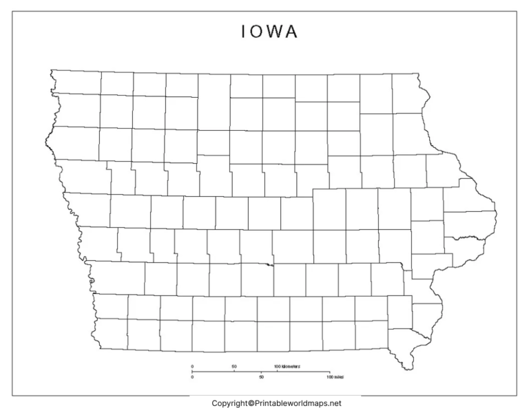 Printable Blank Map of Iowa – Outline, Transparent, PNG map - Printable ...