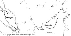 Printable Blank Map of Malaysia – Outline for Geography