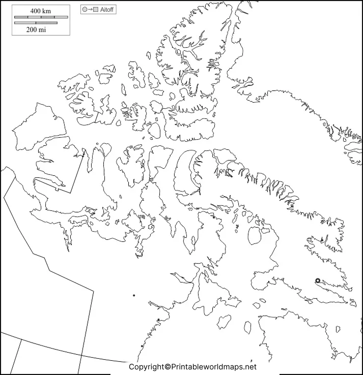 Printable Blank Map of Nunavut – Outline for Education