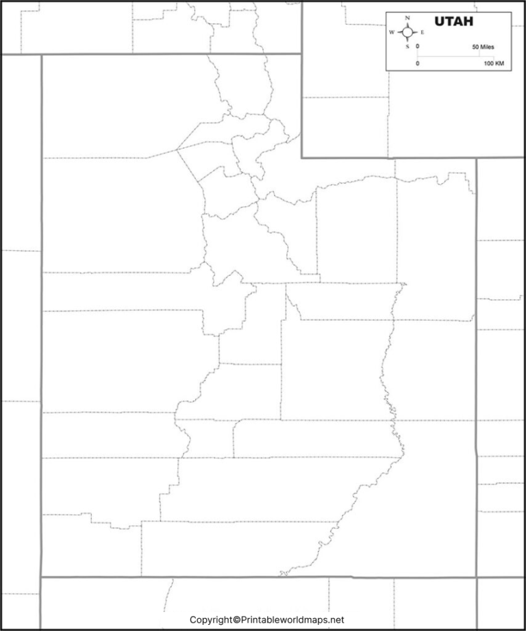Printable Blank Map of Utah – Utah Outline Map [PDF] - Printable World Maps