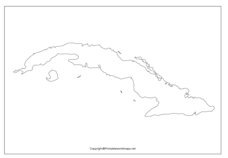 Printable Blank Map of Cuba- Outline, Transparent, PNG Map - Printable ...