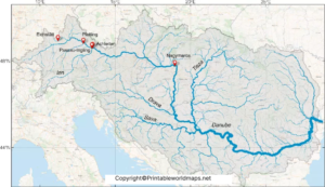 Danube River on World Map | Danube River Map - Printable World Maps