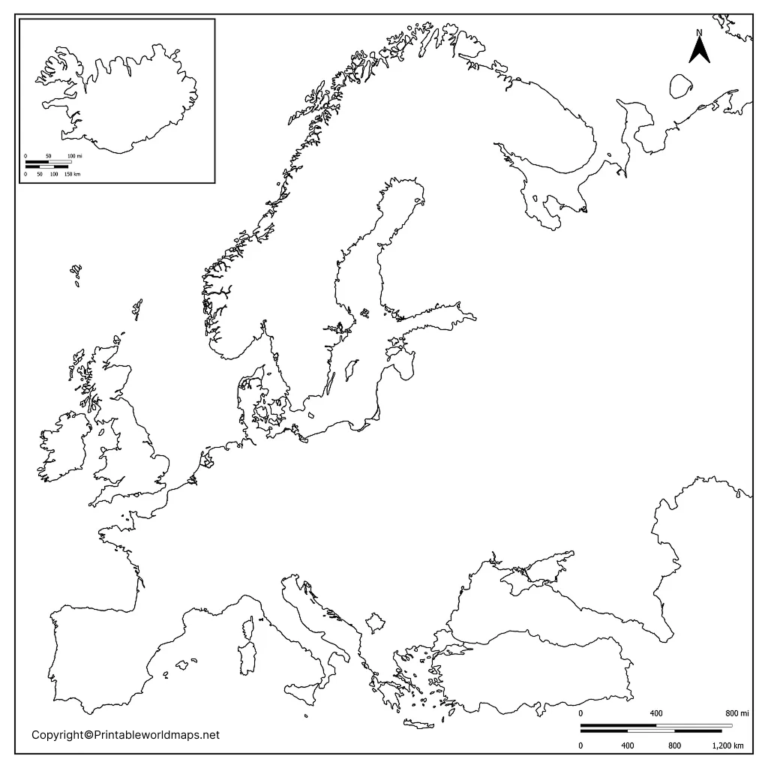 Printable Blank Map of Europe – Europe Outline Map [PDF] - Printable ...