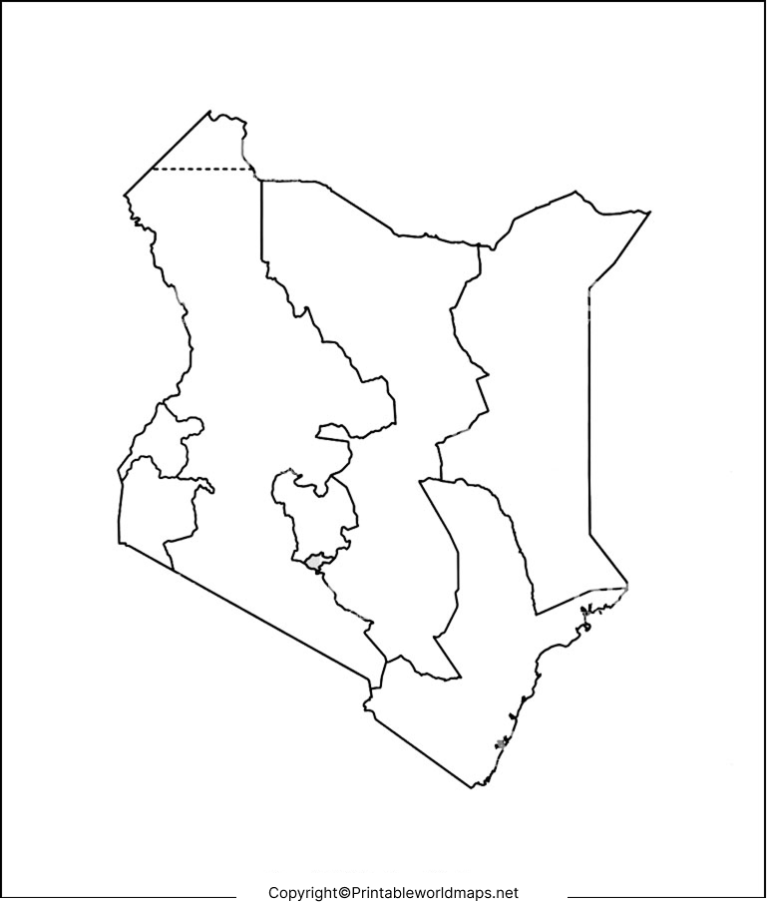 Printable Blank Map of Kenya – Outline, Transparent, PNG map ...
