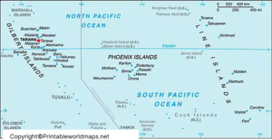 Labeled Map of Kiribati with States and Cities