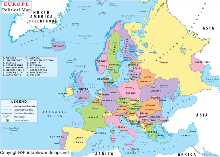 Labeled Map of Europe – Europe map with Countries [PDF] - Printable ...