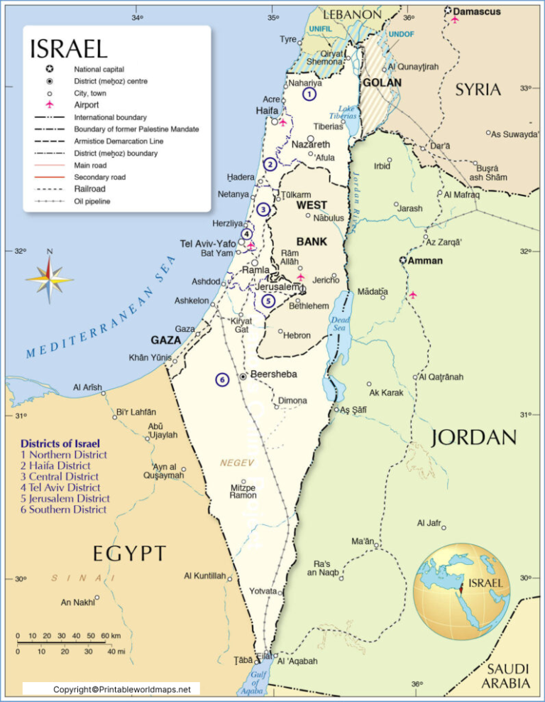 Labeled Map of Israel with States and Cities Explained