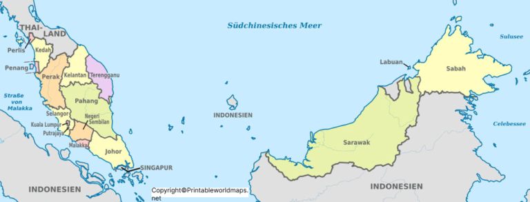 Explore the Labeled Map of Malaysia with States & Capital