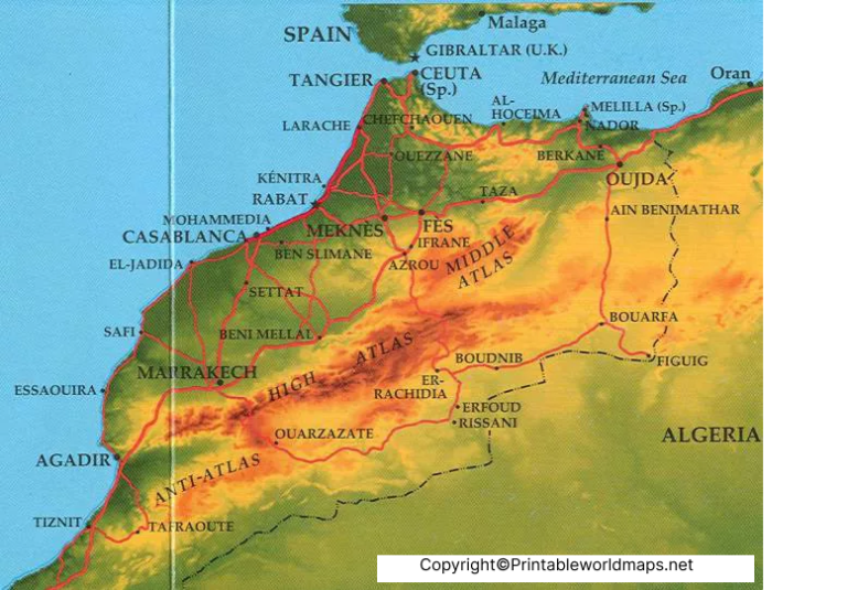 Printable Africa Mountains Map ⛰️ Map of Africa Mountains - Printable ...