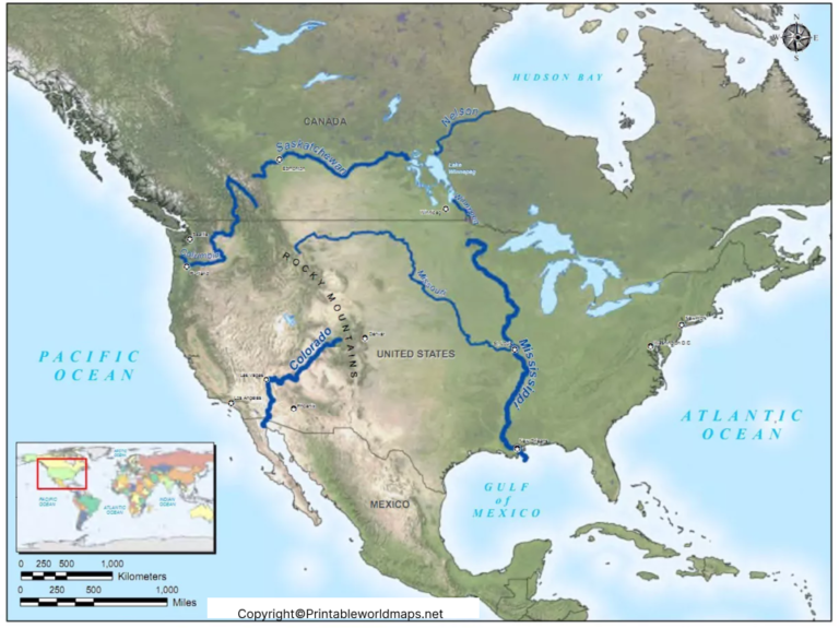 North America Rivers Map | Map of North America Rivers - Printable ...