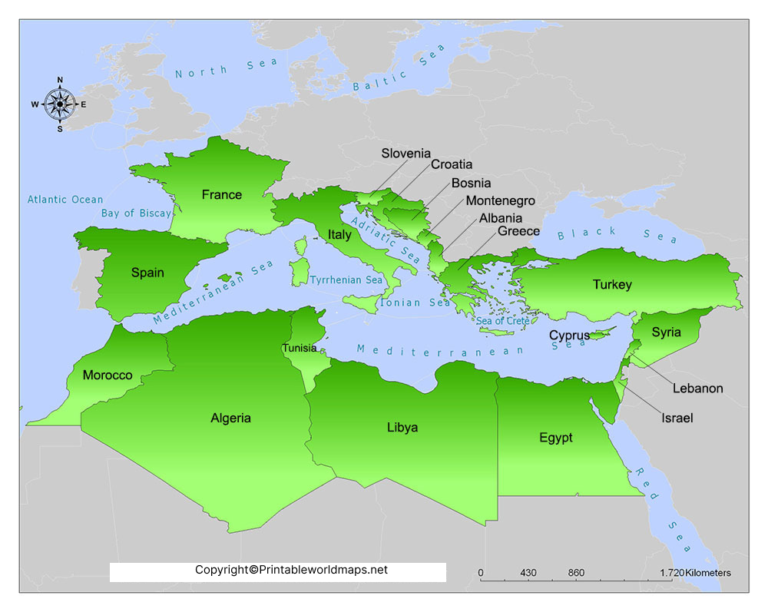 Map of Mediterranean World | Mediterranean Sea on World Map - Printable ...