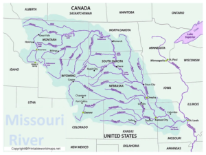 Missouri River Map | Map of Missouri River Location - Printable World Maps