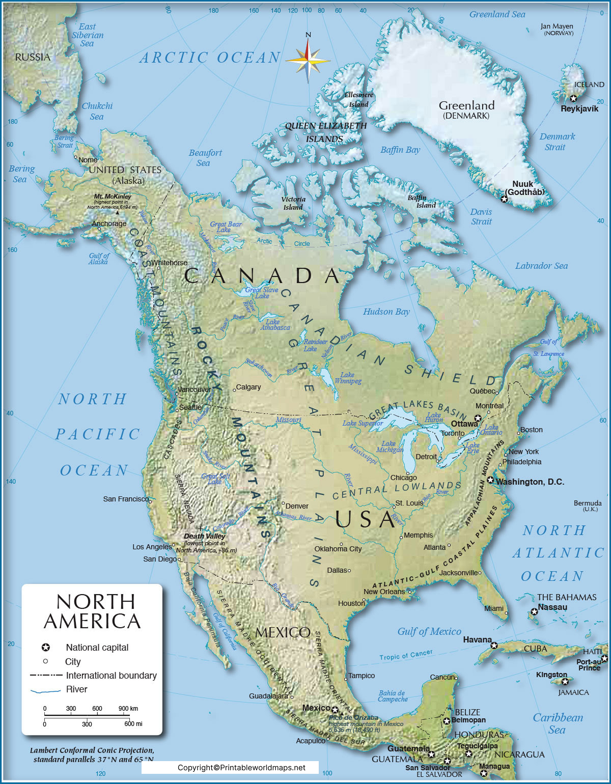 North America Rivers Map | Map of North America Rivers - Printable ...