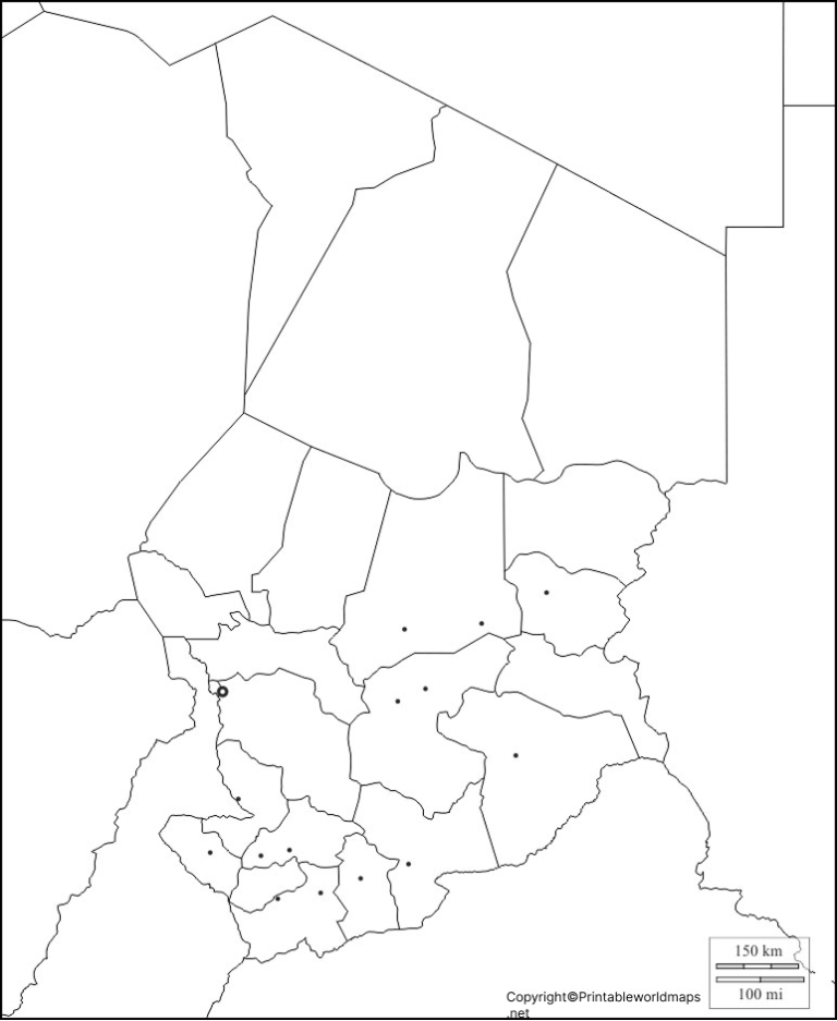 Printable Blank Map of Chad – Outline for Geography Study