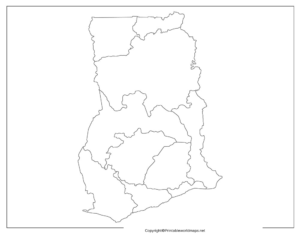Printable Blank Map of Ghana – Outline for Geography Use