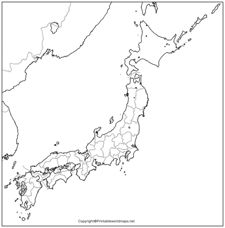 Printable Blank Japan Map – Outline, Transparent, PNG Map - Printable ...