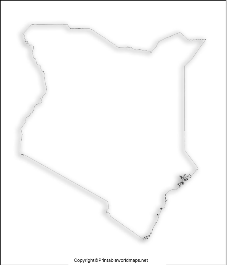 Printable Blank Map of Kenya – Outline for Learning