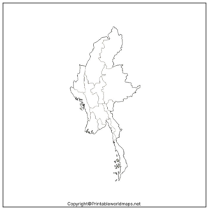 Printable Blank Map of Myanmar – Outline, Transparent map - Printable ...