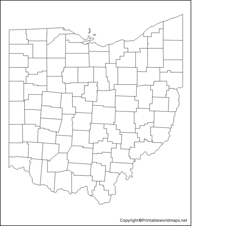 Blank Map of Ohio – Printable Ohio Map Outline [PDF] - Printable World Maps