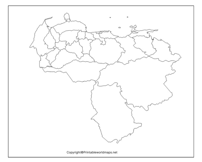 Printable Blank Map of Venezuela for Geography Study