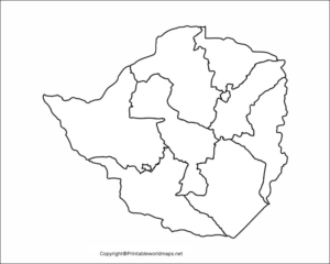 Printable Blank Map of Zimbabwe for Geography Study