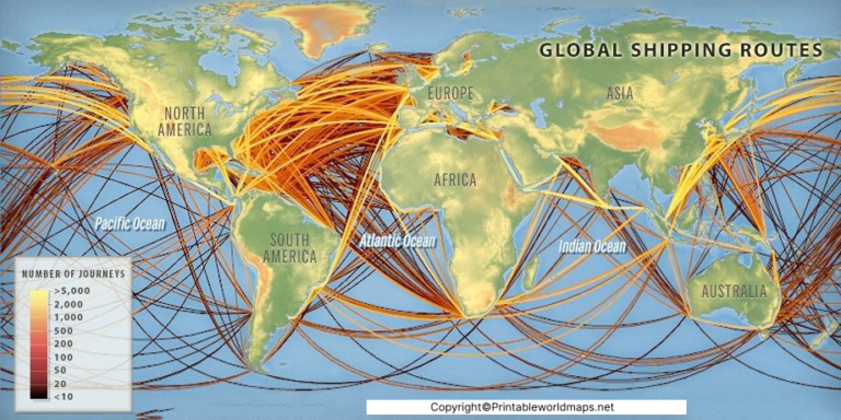 World Shipping Routes Map with Ports – Download PDF Now