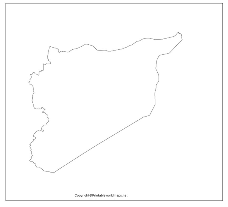 Printable Blank Map of Syria – Outline for Geography Study