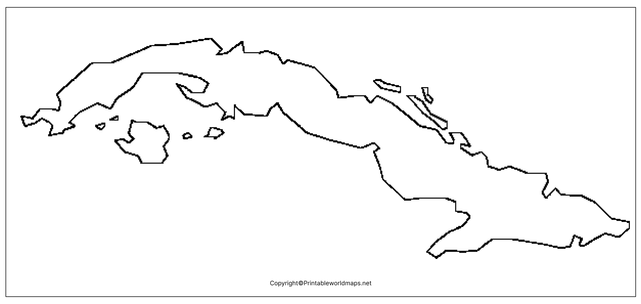 Printable Blank Map of Cuba- Outline, Transparent, PNG Map - Printable ...