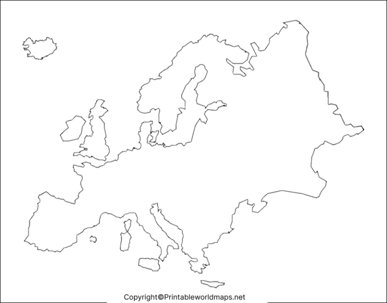 Printable Blank Map of Europe – Europe Outline Map [PDF] - Printable ...
