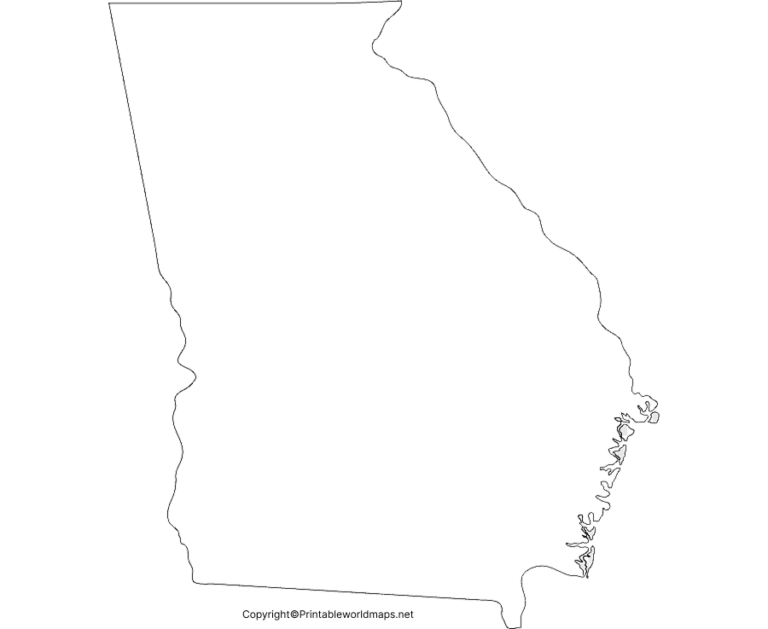Printable Blank Map of Georgia – Outline for Geography