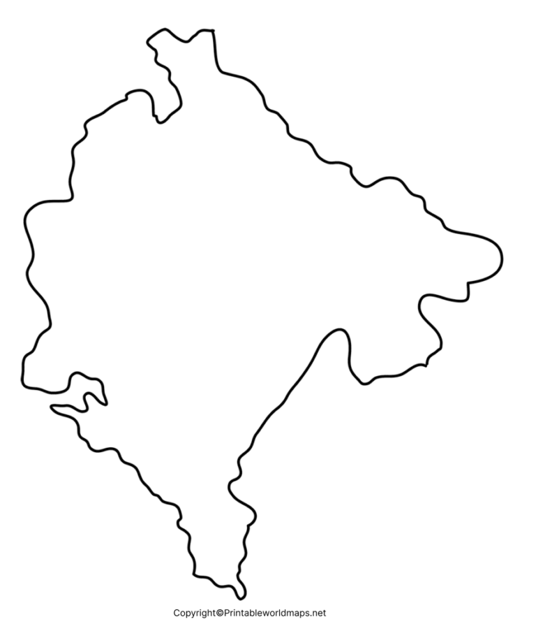 Printable Blank Map of Montenegro – Outline, Transparent Map - Printable World Maps
