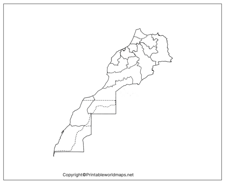 Printable Blank Map of Morocco – Outline for Geography