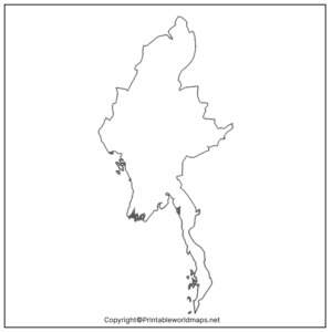 Printable Blank Map of Myanmar – Outline for Geography Use