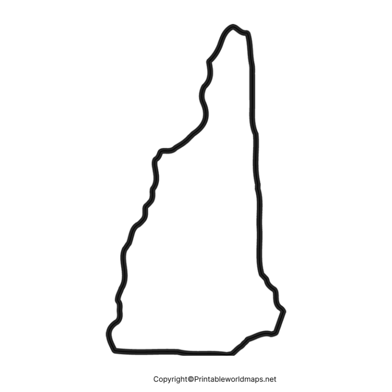 Printable Blank Map of New Hampshire – Outline, PNG Map - Printable ...