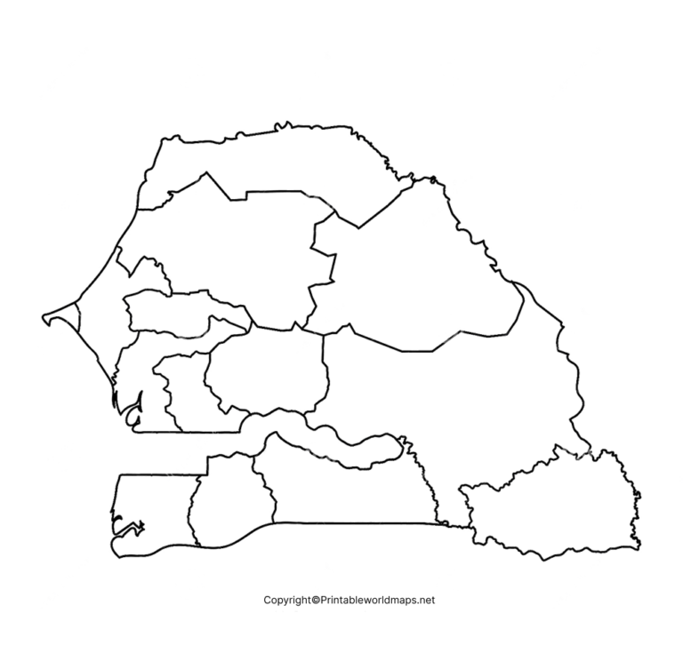 Printable Blank Map of Senegal: Outline Transparent Map