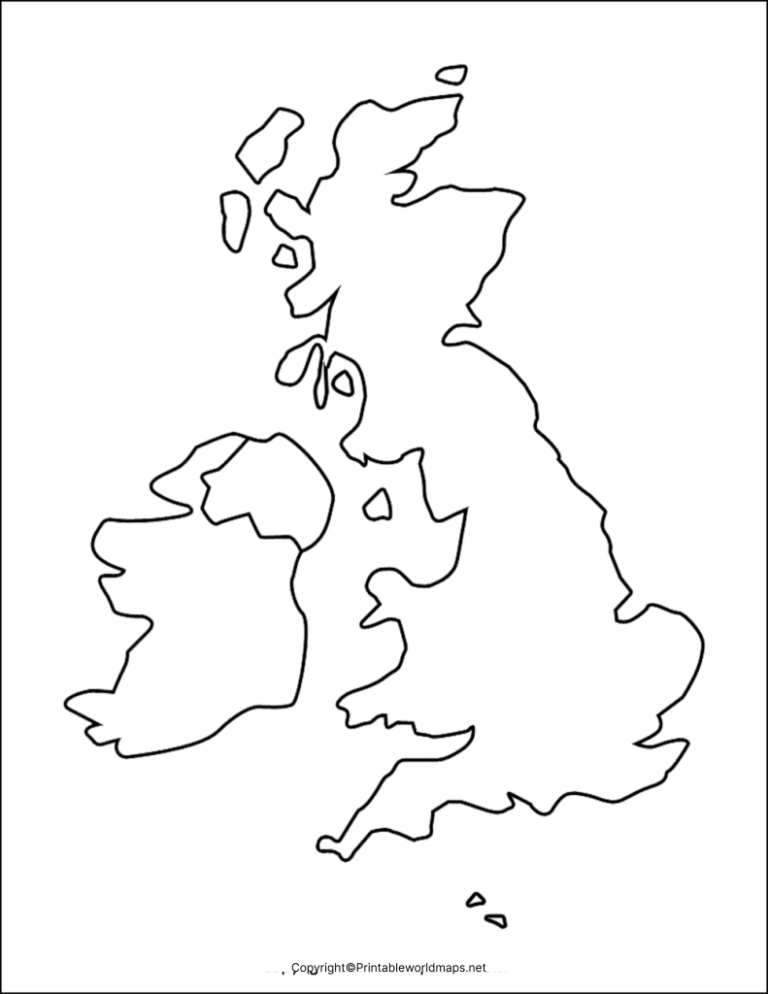 Printable Blank Map of UK – Outline for Practice