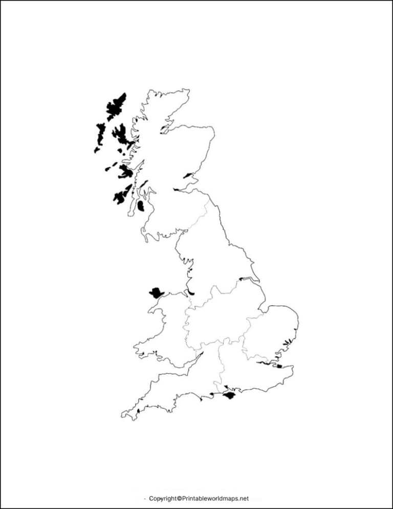 Printable Blank Map of UK- Outline, Transparent, PNG Map - Printable ...
