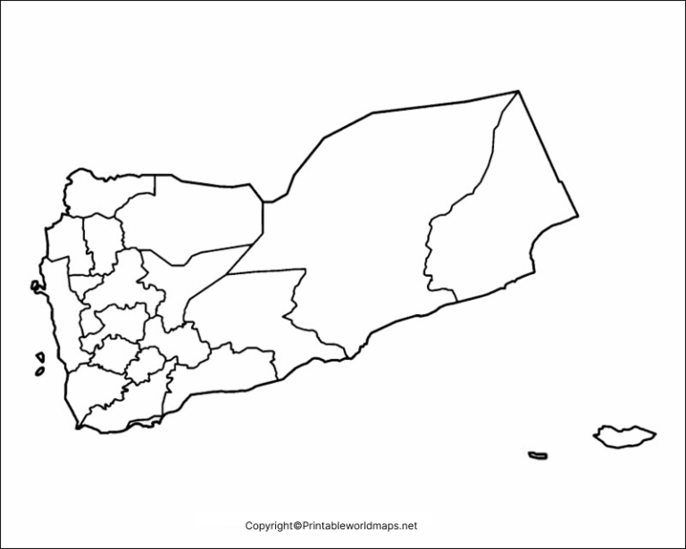 Learn with the Printable Blank Map of Yemen – Outline