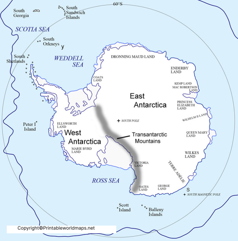 Antarctica Mountains Map | Map of Antarctica Mountains - Printable ...