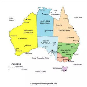 Labeled Map of Australia with States, Capital and Cities - Printable ...