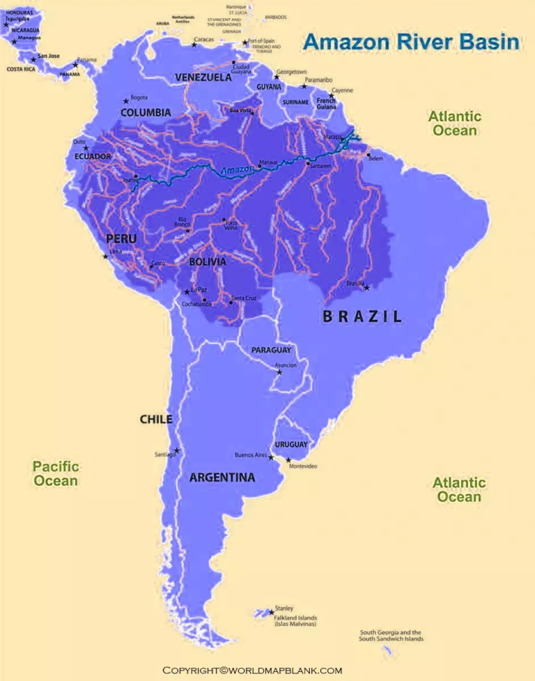 Amazon River World Map – Amazon River on World Map - Printable World Maps