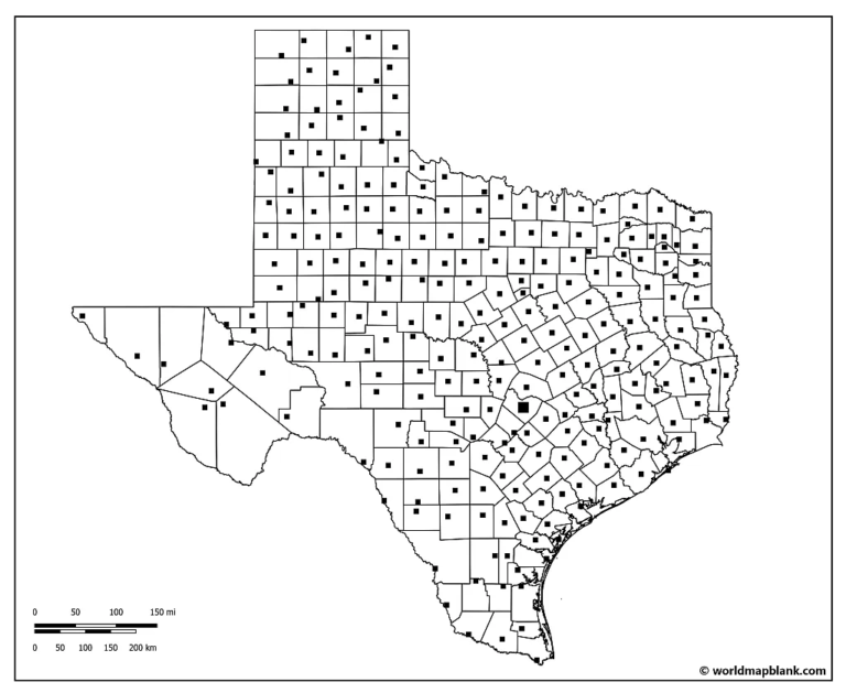 Blank Map of Texas – Printable Outline Map of Texas [PDF] - Printable ...