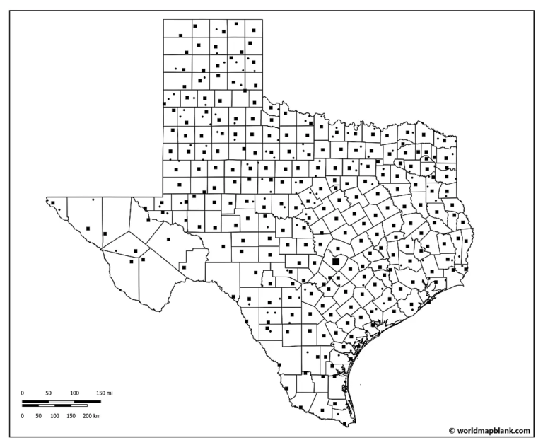 Blank Map of Texas – Printable Outline Map of Texas [PDF] - Printable ...