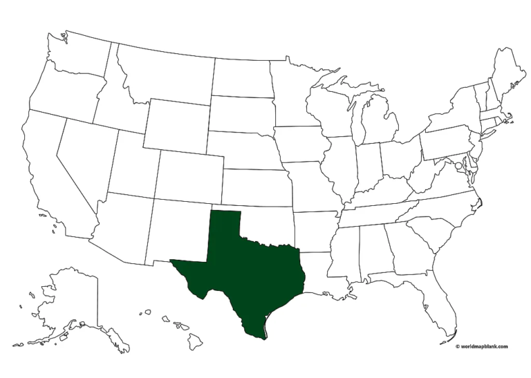 Blank Map of Texas – Printable Outline Map of Texas [PDF] - Printable ...
