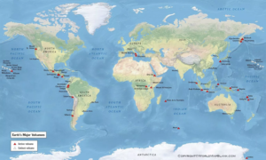 Map of Active Volcanoes in the World | Active Volcanoes Map - Printable ...