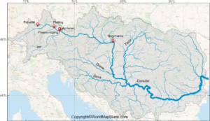 Danube River on World Map | Danube River Map - Printable World Maps