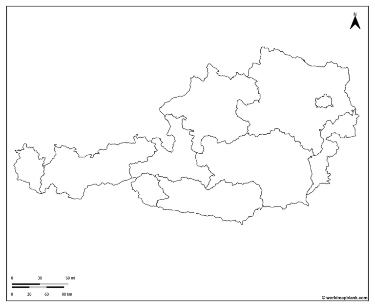 Austria Map Outline – Blank Map of Austria [PDF] - Printable World Maps